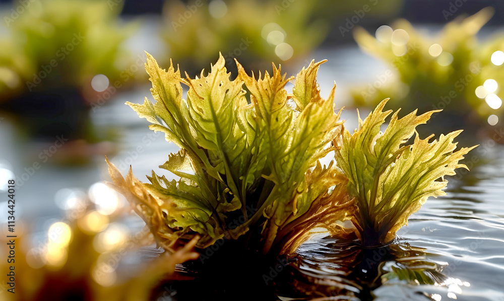 Beautiful seaweed plant, aquatic marine seascape wallpaper. Laminaria ...
