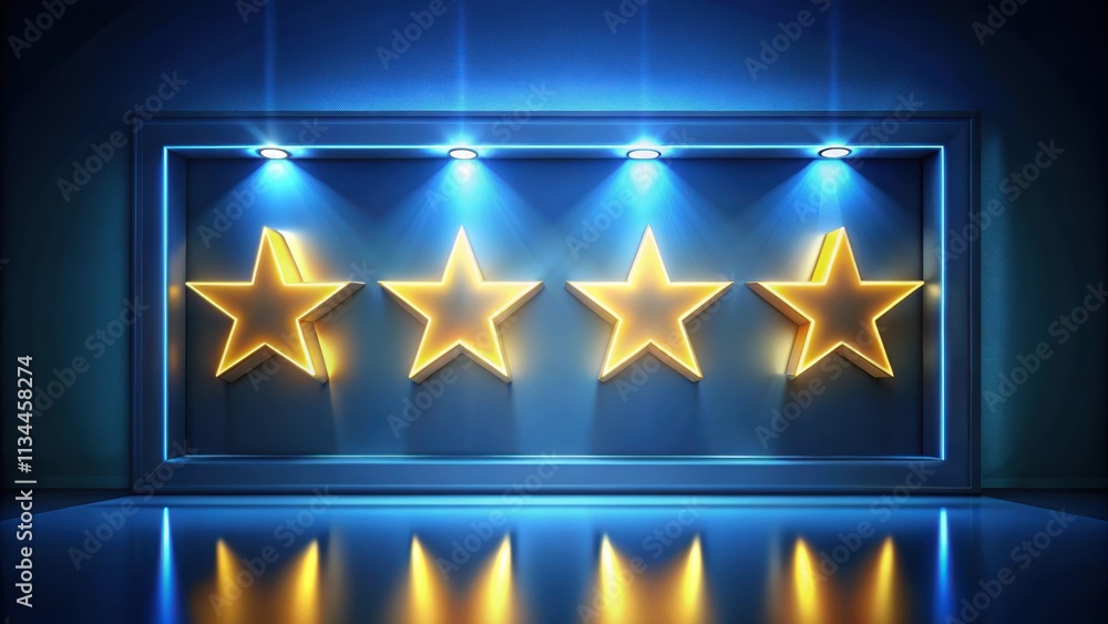 animated video showcasing glowing 4-star testimonials on a rotating ...