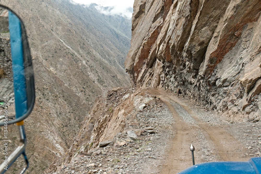 View of the road from Raikot Bridge to Tattu village. Starting point of ...