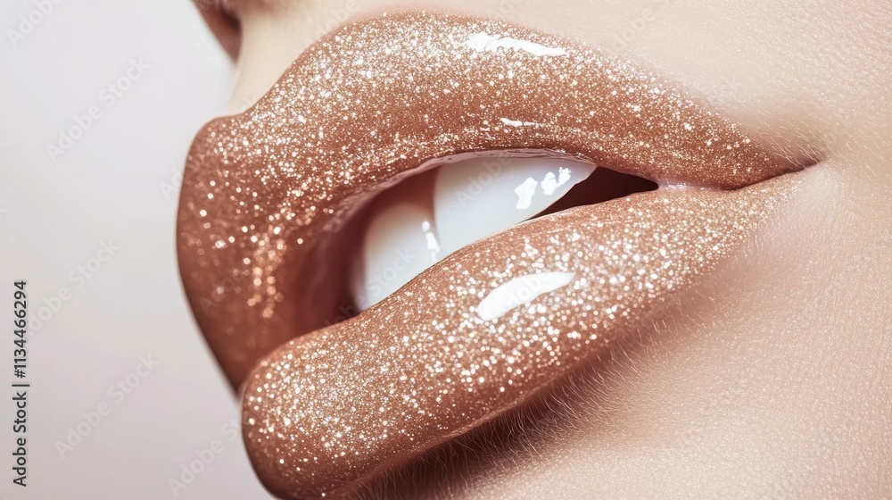 Beige nude tone lipstick make up isolated on a studio background ...