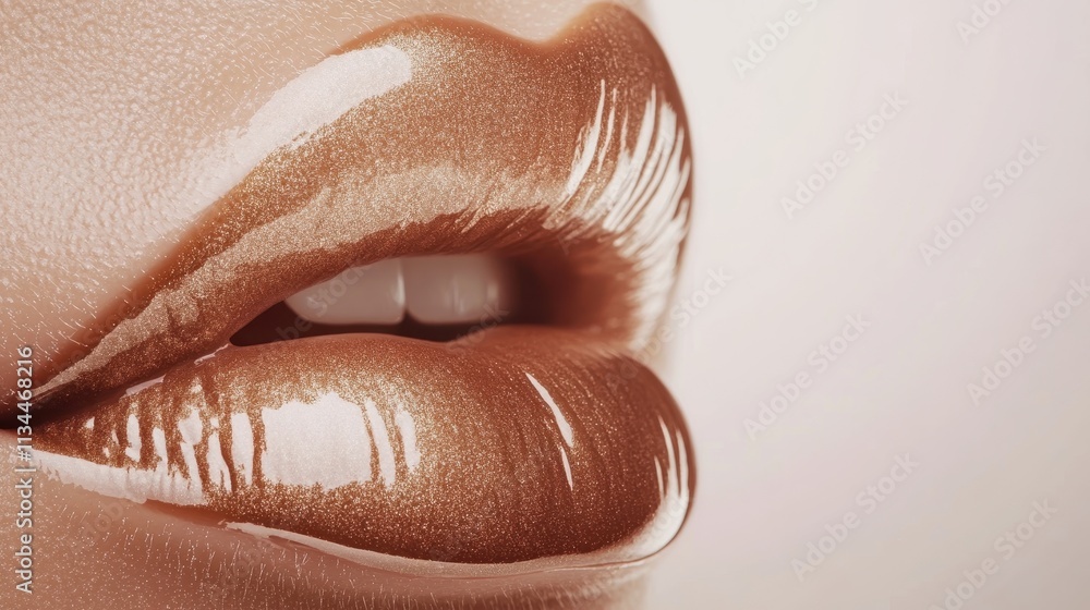 Beige nude tone lipstick make up isolated on a studio background ...