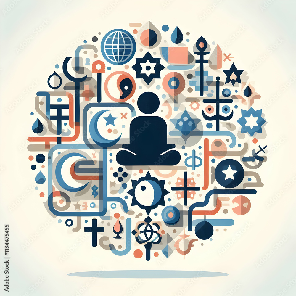 Flat Abstract Religious Symbols Overlapping Harmony Diversity Unity ...