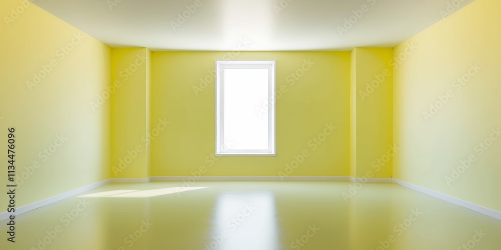 yellow virtual empty room background backdrop banner image with window ...