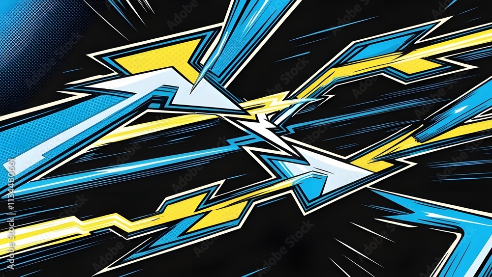 Retro Comics-Style Anime Electric Energy Current Background Stock ...