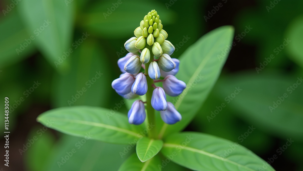 lupin plant shows top view many leaflets stem lupinus Stock ...