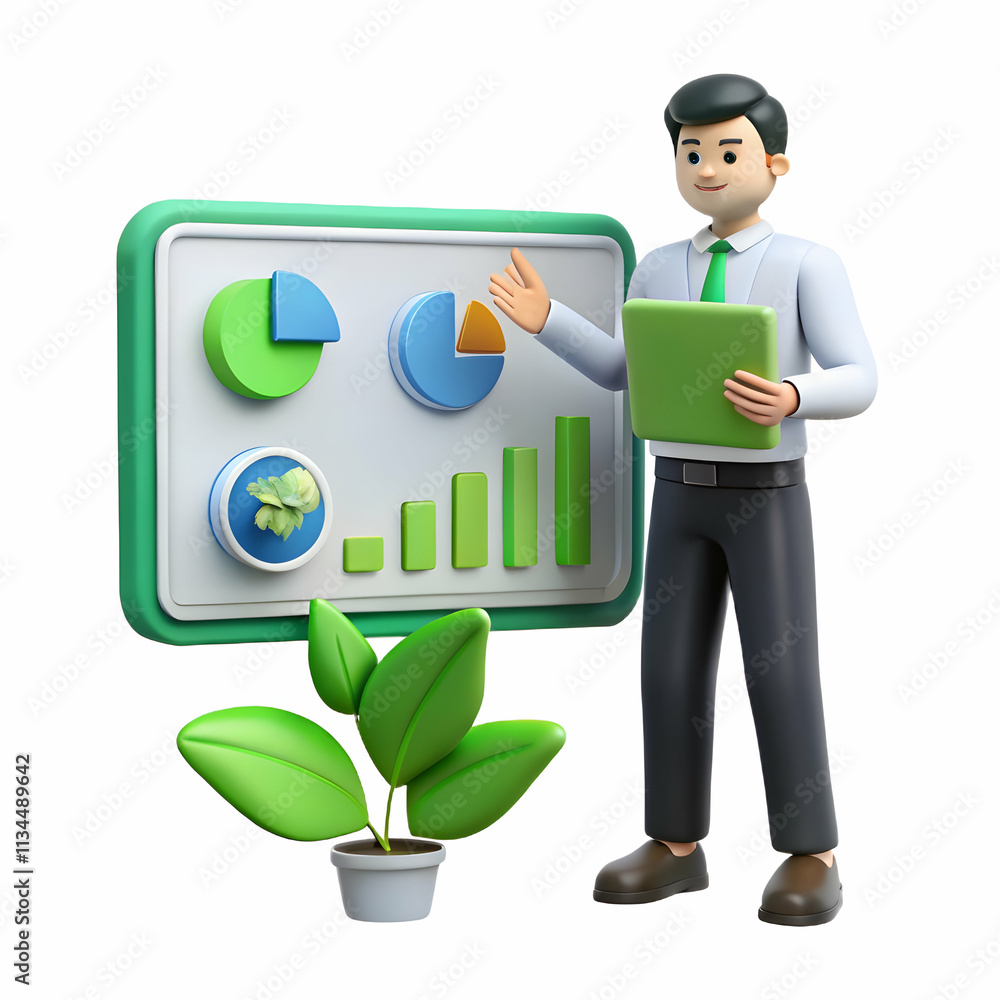 Investor Analyzing Carbon Footprint Data on Digital Dashboard with ...
