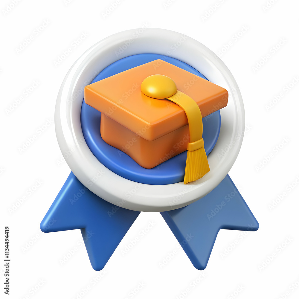Graduation Ribbon Badge Vector Design for Highlighting Achievements and ...