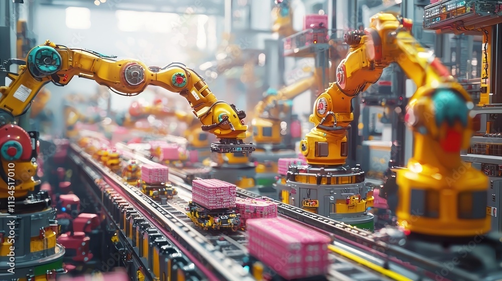 Automated robots in production lines factories embracing iot for machine control dynamic ...