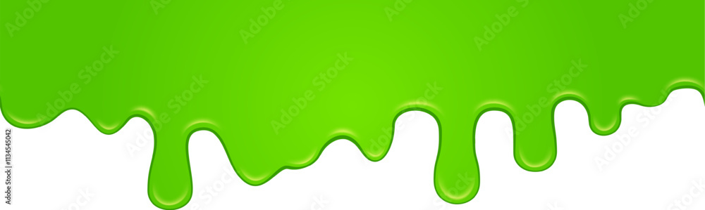 Bright green slime dripping down a white background, creating a gooey ...
