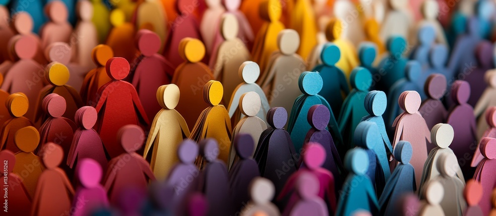Colorful paper cutouts of people on a white background representing ...