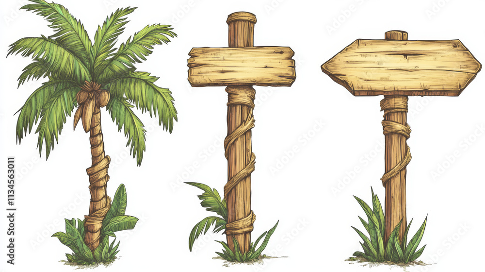 Ilustración de Stock Wood pointer bamboo game ui frame vector ...