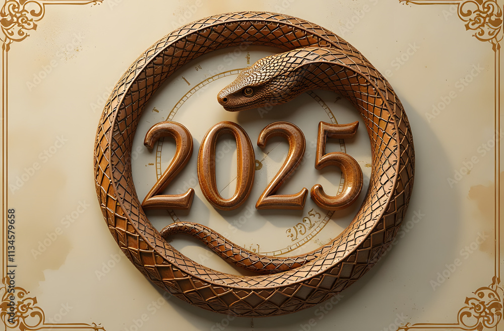 Coiled into a circular shape, the snake embodies the perpetual flow of ...