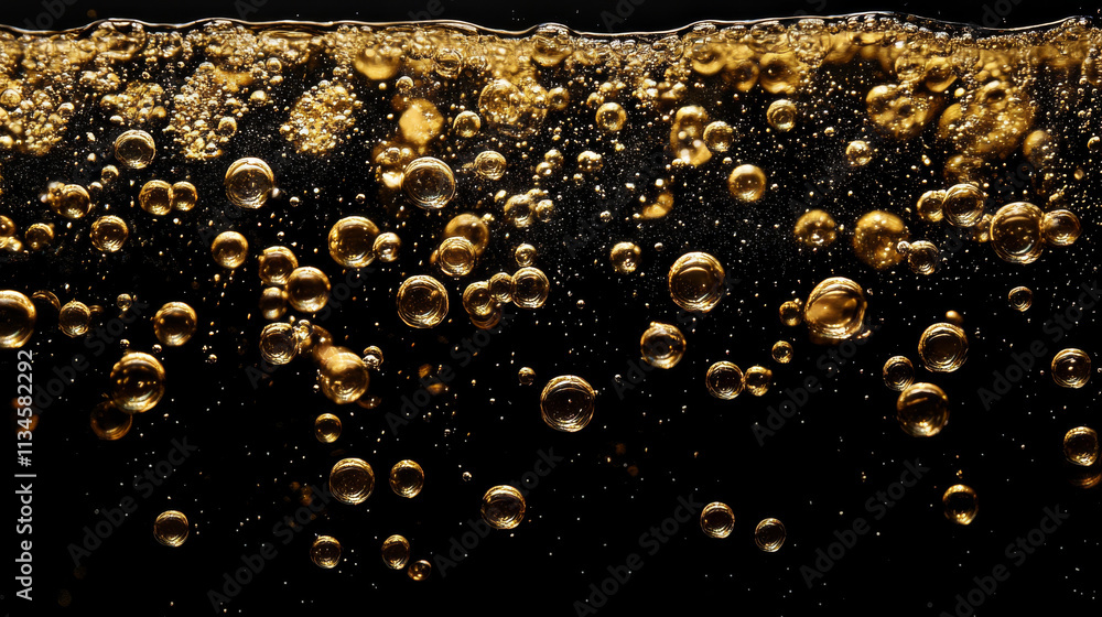 Soda water bubble drop isolated vector background. Black underwater ...