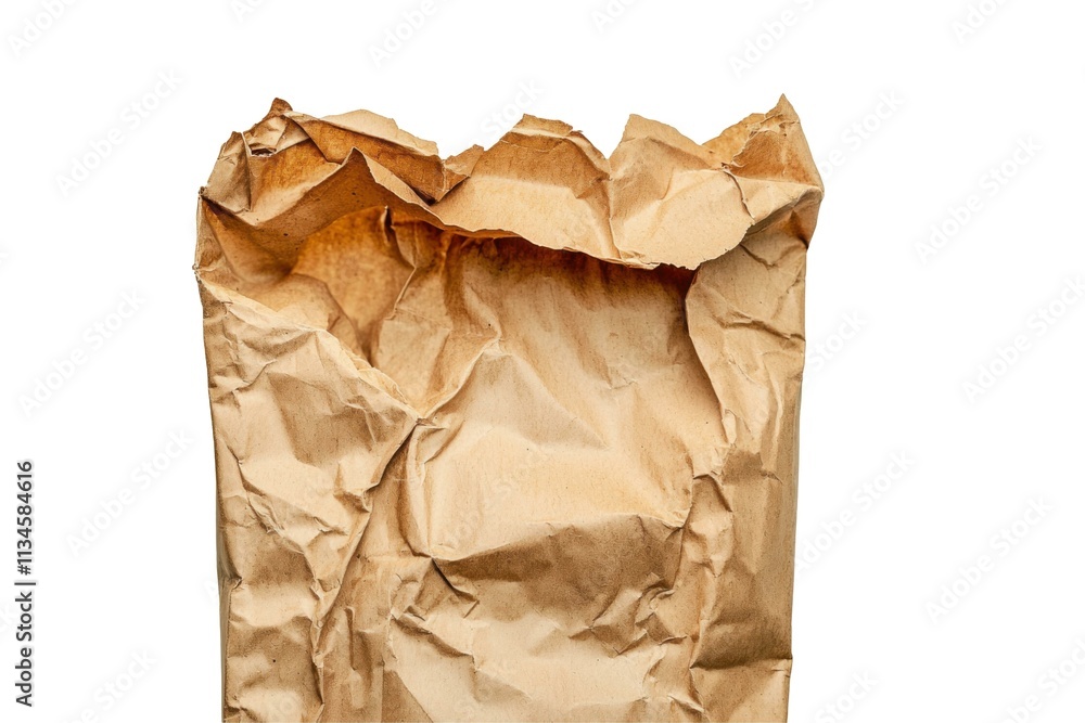 Torn paper bag holding heavy items isolated close-up damage study Stock ...