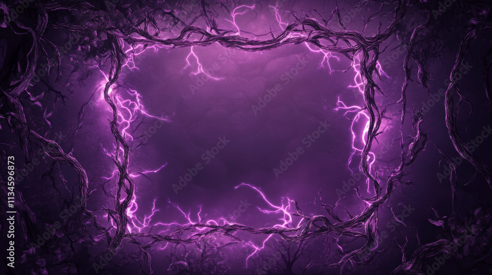 Ilustración de Stock Spooky dry liana vines with glow and twisted ...