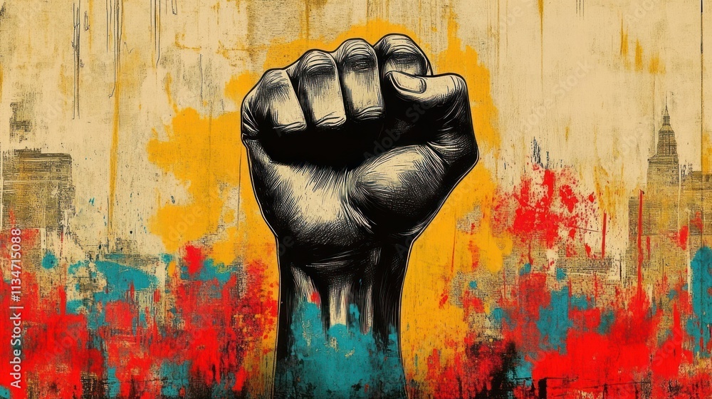 Raised Fist Symbolizing Protest, Power, Revolution, Freedom, and ...