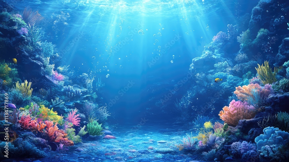 Under the sea background clipart showing light rays underwater ocean ...