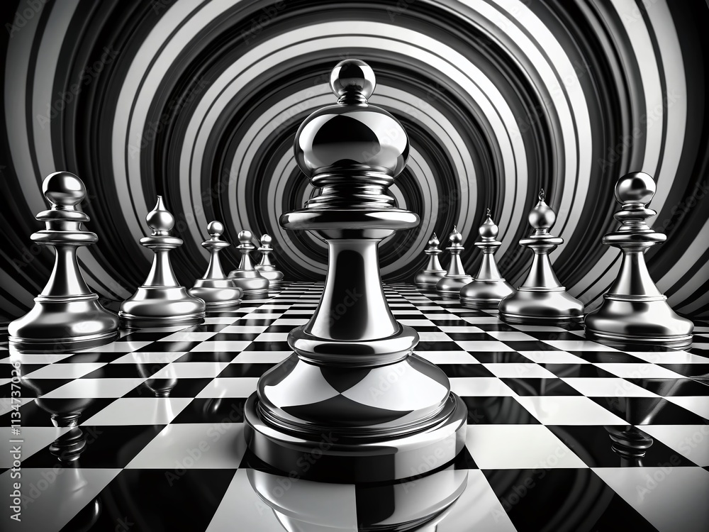 Captivating Black and White Chess Board Curves in a Looping Endless 4K ...