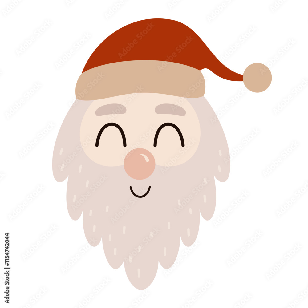 Santa Claus clipart. Santa face clipart. Cute Christmas character. Hand ...