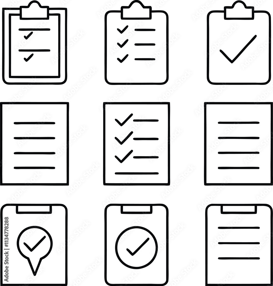 Checklist Icons Forms, Checkmarks, Tasks, Lists, Management Stock ...