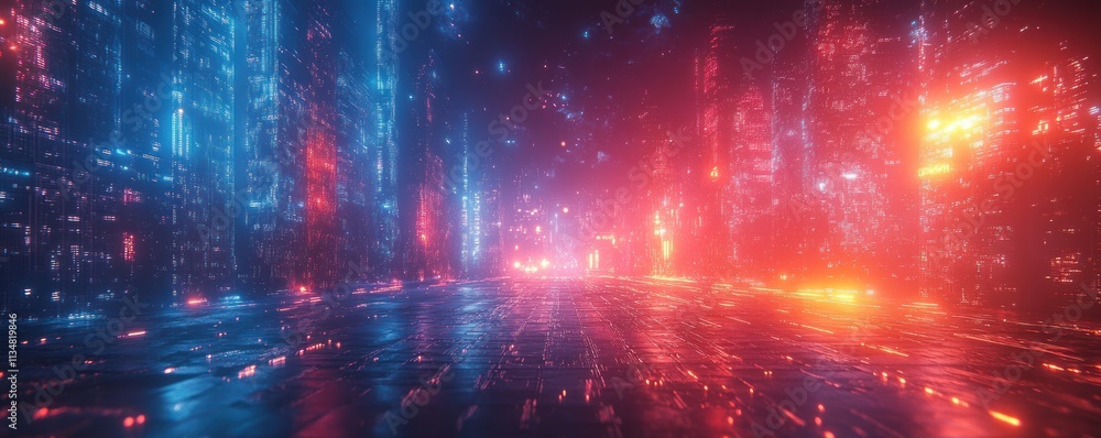 Futuristic Digital Landscape Background for Artificial Intelligence Neural Networks Data ...