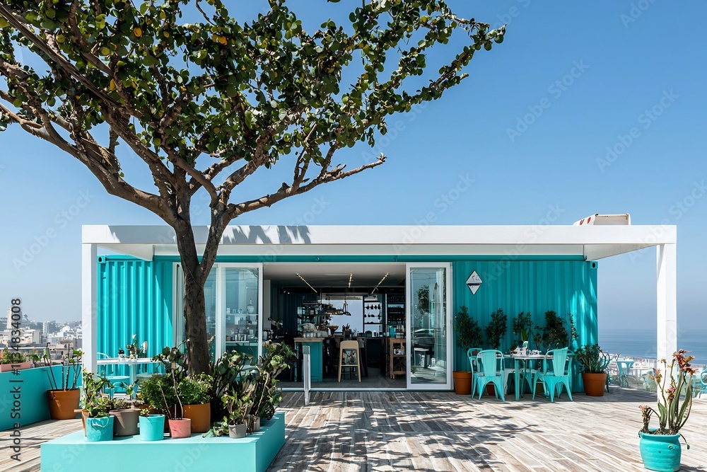 Colorful Repurposed Shipping Container Cafe or Retail Pop Up with ...