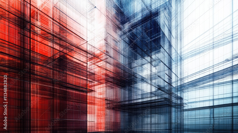 Abstract representation of a construction site showcasing intricate ...