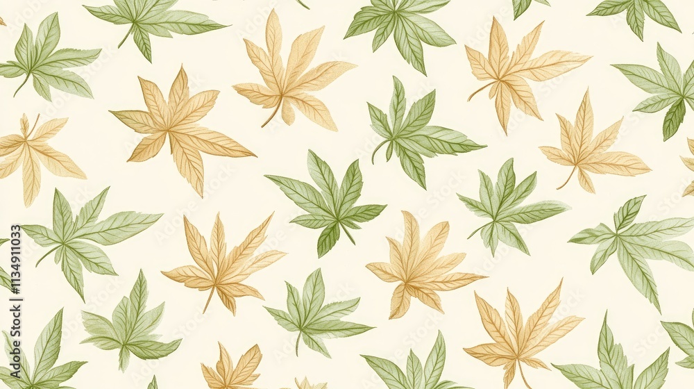 Elegant botanical pattern of cannabis leaves showcasing natural beauty ...