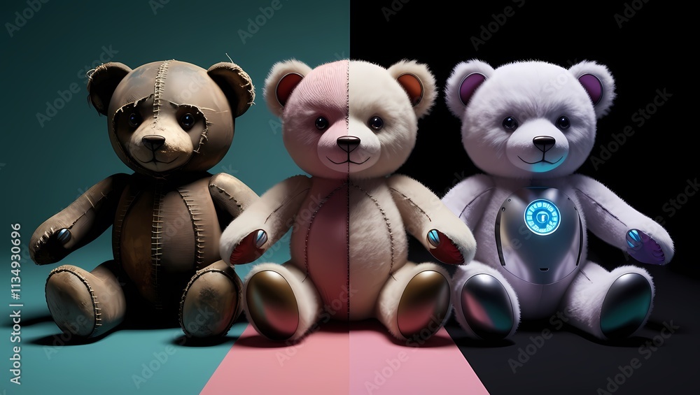 Evolution of Teddy Bears: Past, Present, and Future Stock Illustration ...