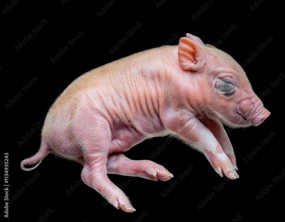 a side view of a wild boar fetus in its final developmental stages ...