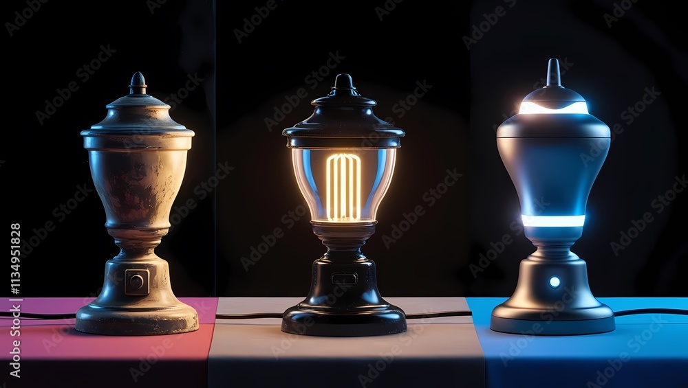 A short description explaining how the design of the lamp evolves to ...