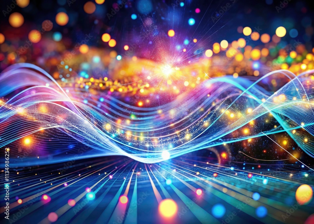 Bokeh Effect: Computer Network Transmission Waves, Digital ...