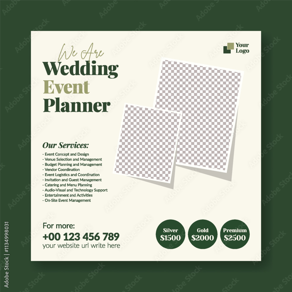 Wedding Event Planner editable social media post banner ads template ...