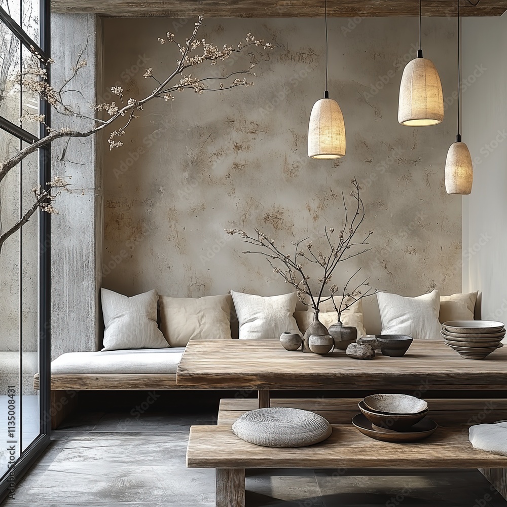 wabi sabi minimalist look, neutral colors, soft light, aesthetic ...