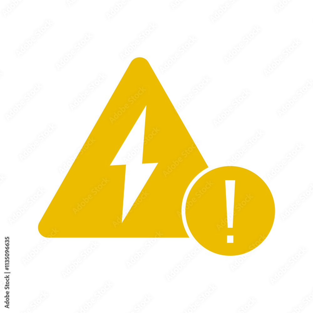 high voltage danger icon, simple flat style, vector illustration symbol ...
