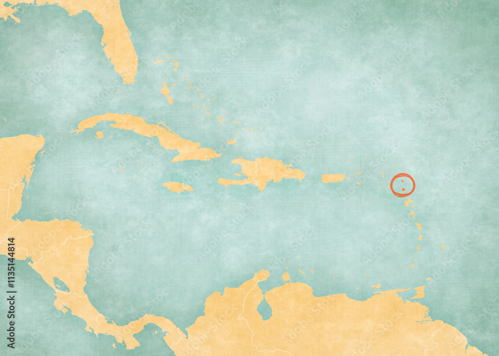 Map of Caribbean islands - Antigua and Barbuda Stock Illustration ...