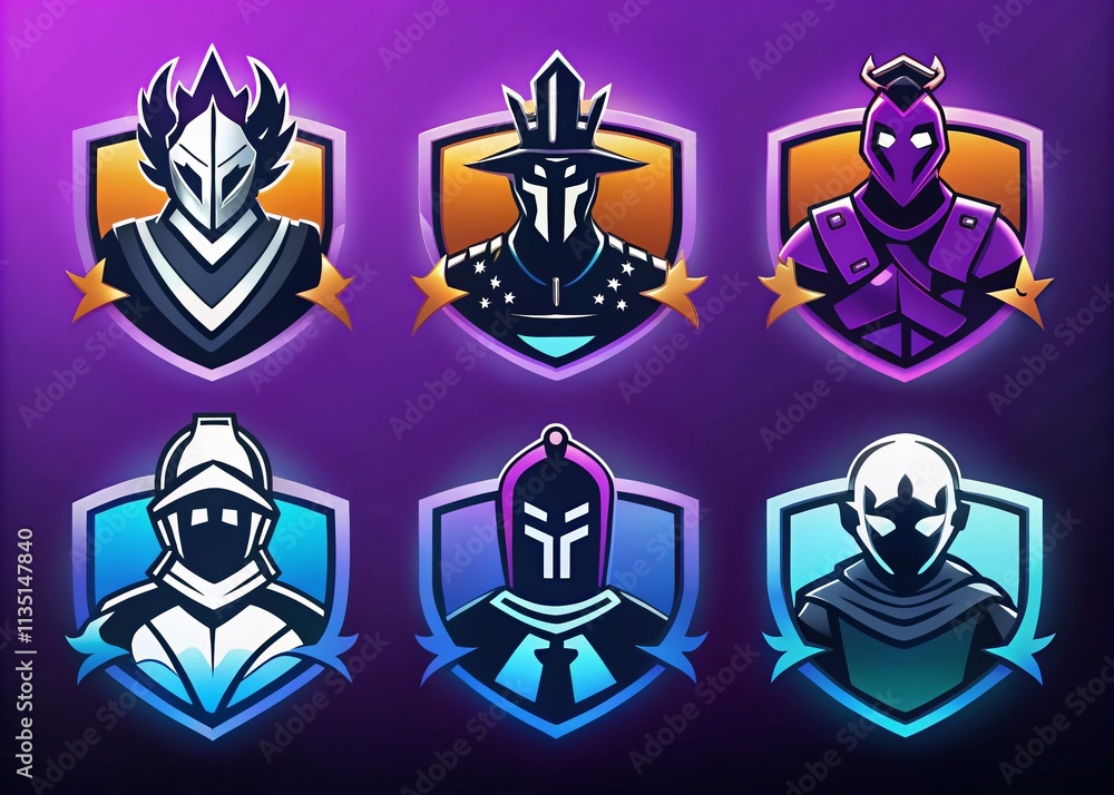 Silhouette Collection of Knight Badges for Streaming Platforms - Emotes ...