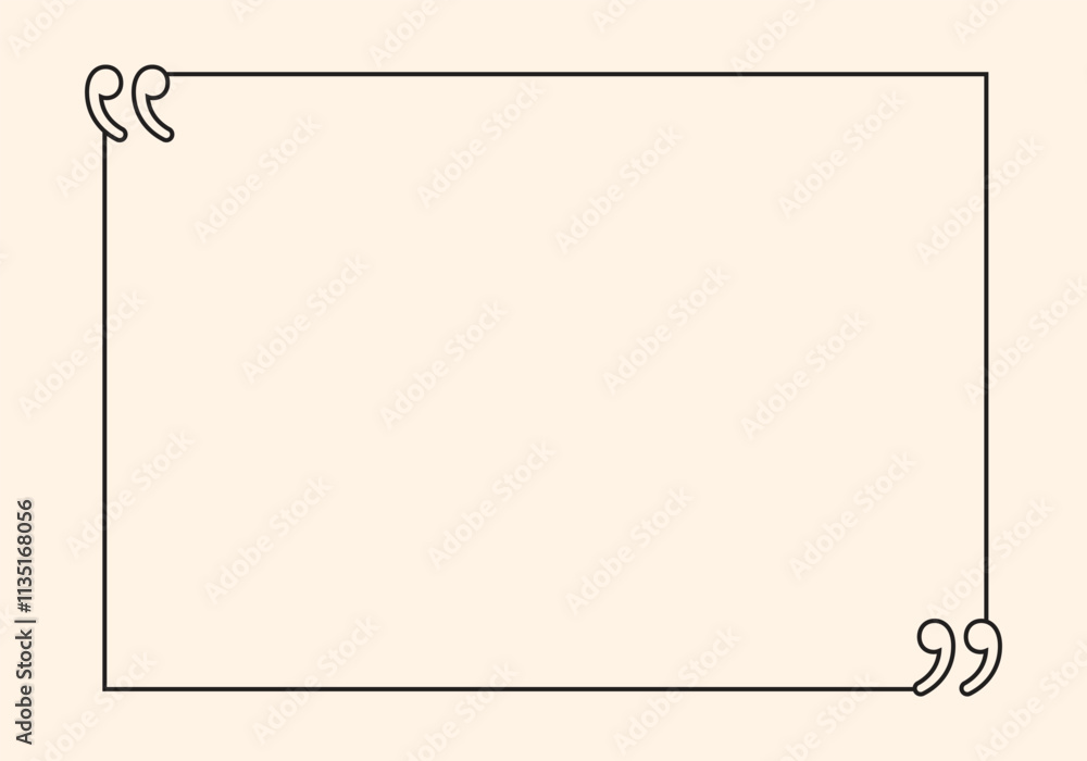 Vector de Stock Minimalist quote frame with stylish quotation marks on ...