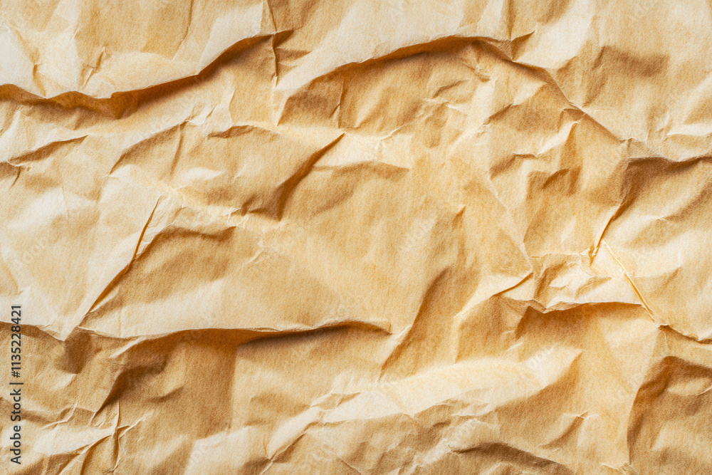 Flat wrinkled paper texture, fully aligned with viewer’s perspective ...