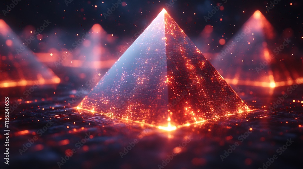 3d transparent pyramids glowing nodal points interactive rotating ...