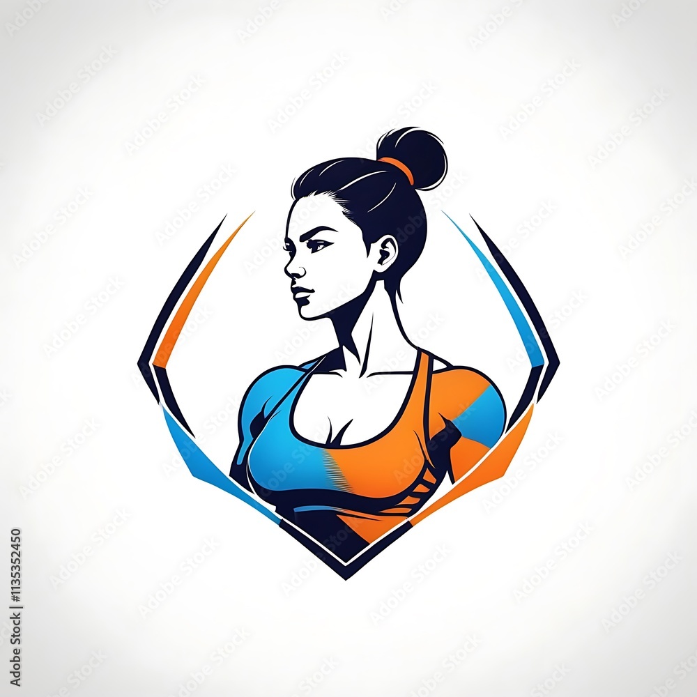 Strong Woman Icon: A bold and powerful illustration of a female athlete ...