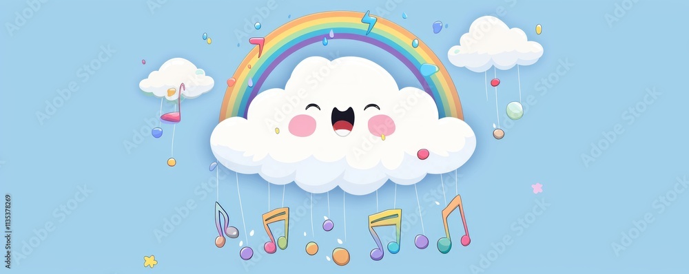 Singing Cloud. A fluffy white cloud with a musical note coming out of ...