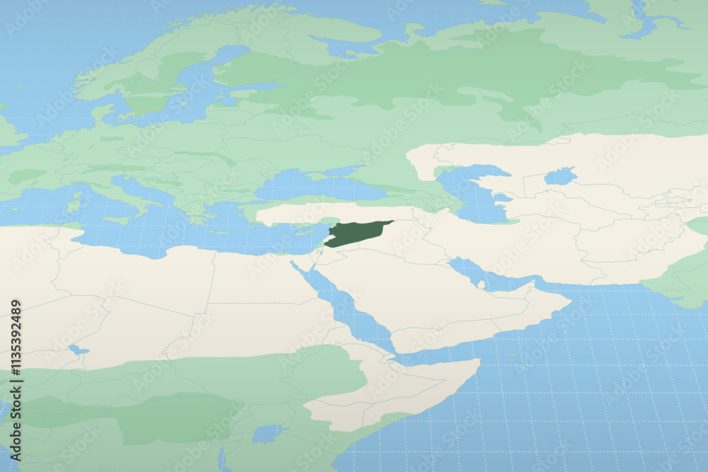 Syria highlighted on a detailed map, geographic location of Syria ...