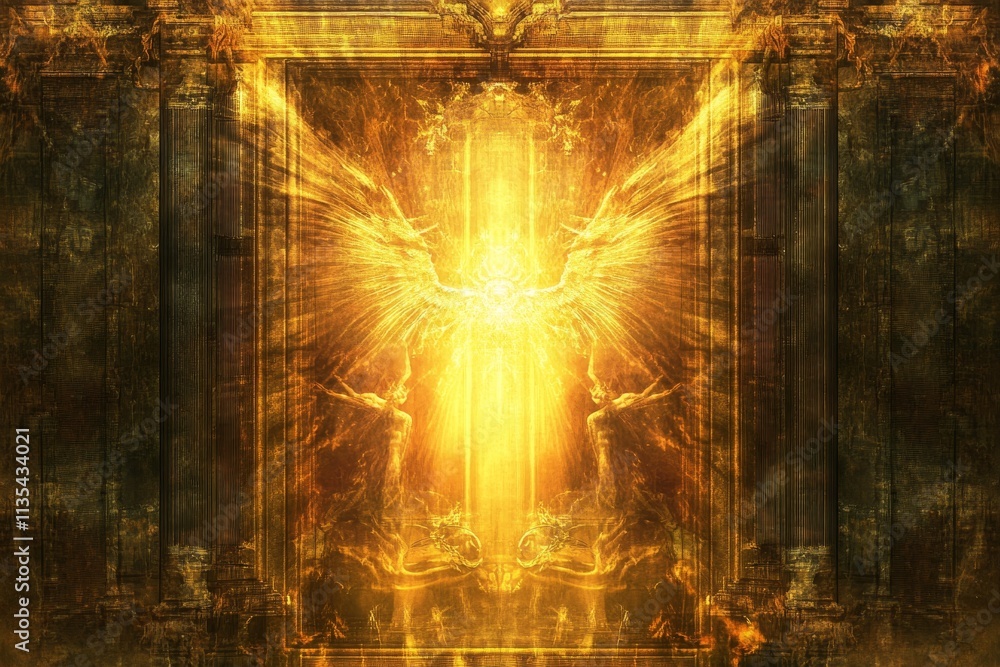 Judgement tarot card radiant figures in golden frame symbolizing ...