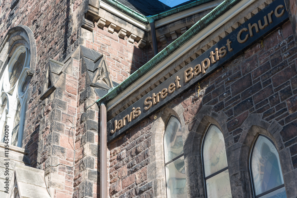 sign outside Jarvis Street Baptist Church, designed by Horwood & White ...