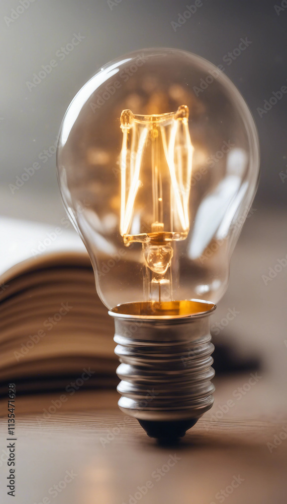 Light bulb glowing on book idea of inspiration from reading innovation ...