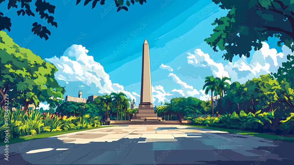 Illustration Stock Wide-angle shot of the jose rizal monument in rizal ...