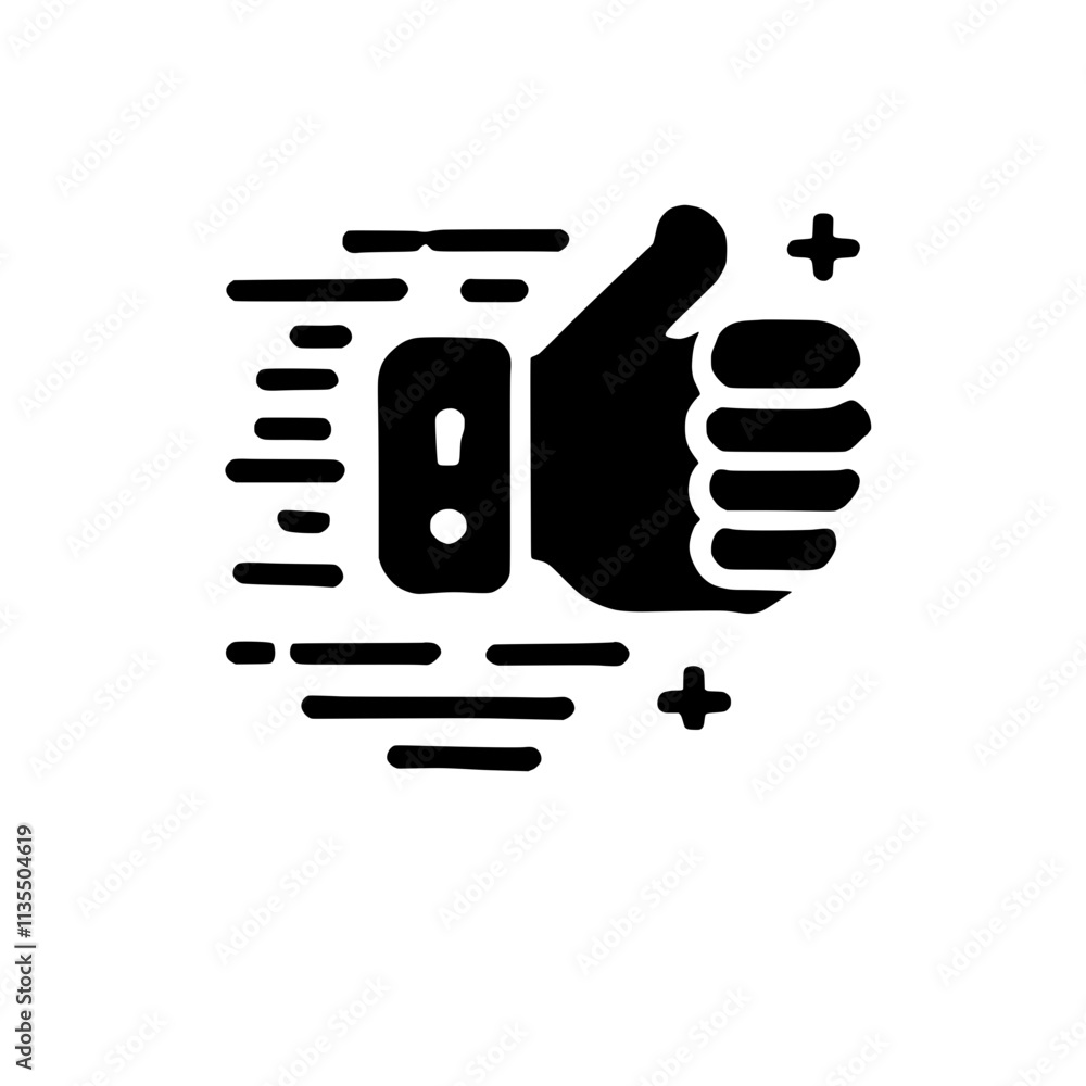 Fast Approval Icon: A bold, black and white icon of a hand giving a ...