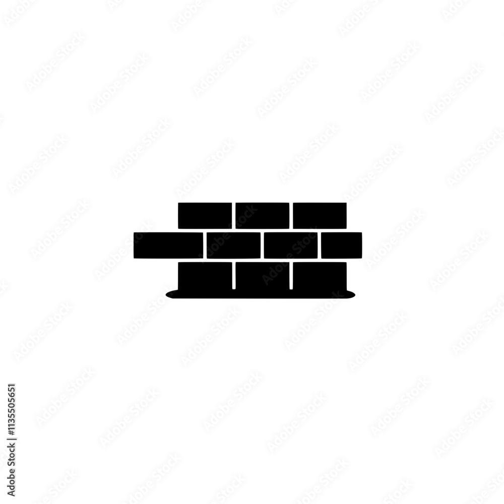 Brick Wall Icon: A simple, black and white icon of a brick wall. The ...