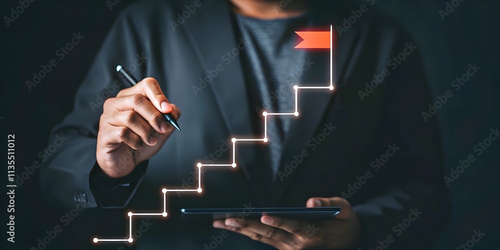 Business success and goal achievement steps. Planning, Businessman ...